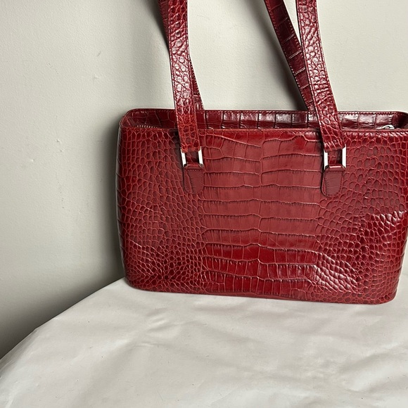 Ralph Lauren | Bags | Elegant Red Crocodileembossed Tote Bag | Poshmark